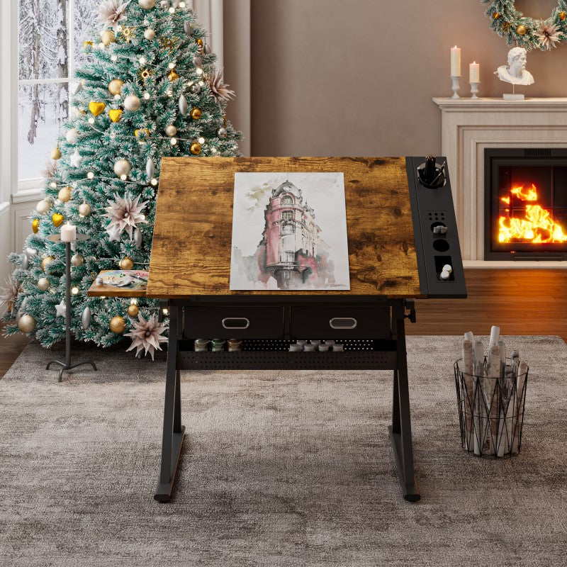 adjustable-drawing-drafting-table-desk-with-2-drawers-for-home-office ...